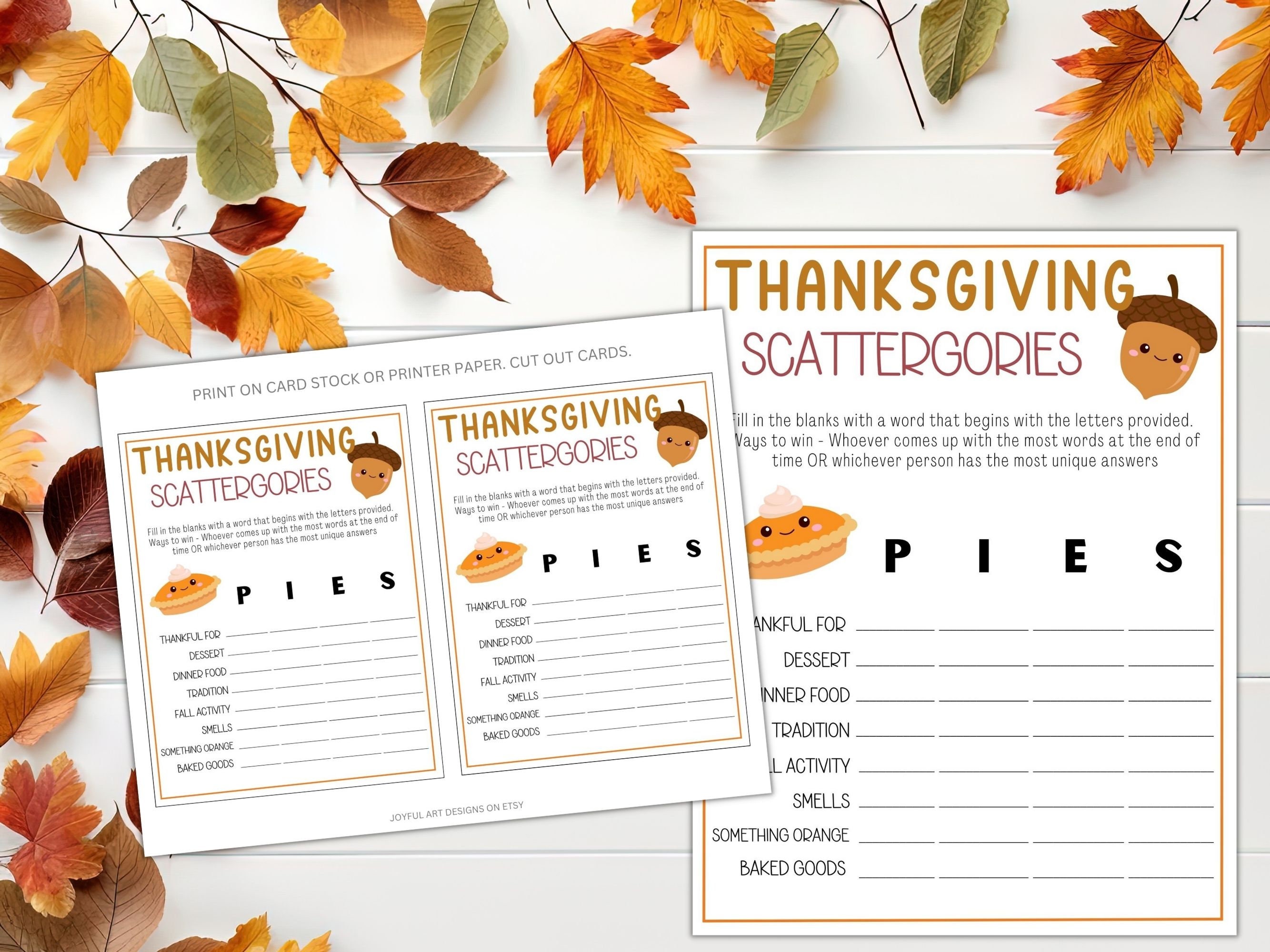 Thanksgiving Scattergories / Thanksgiving Word Game / Fall Holiday Game ...