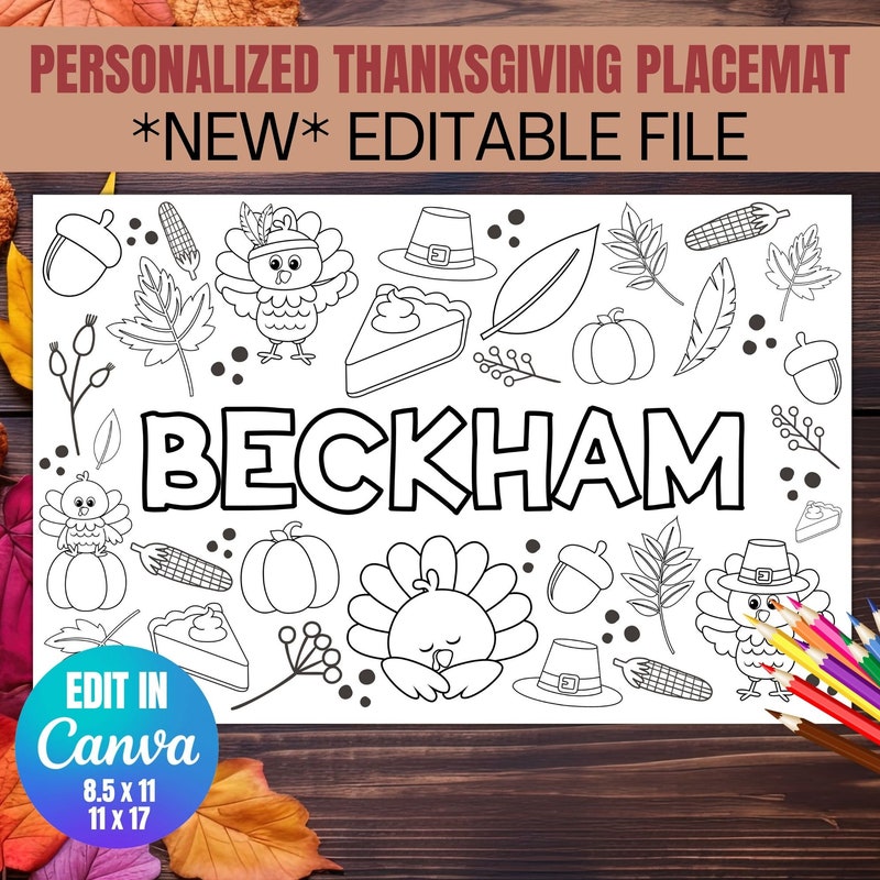 Thanksgiving Placemats for Kids - Etsy