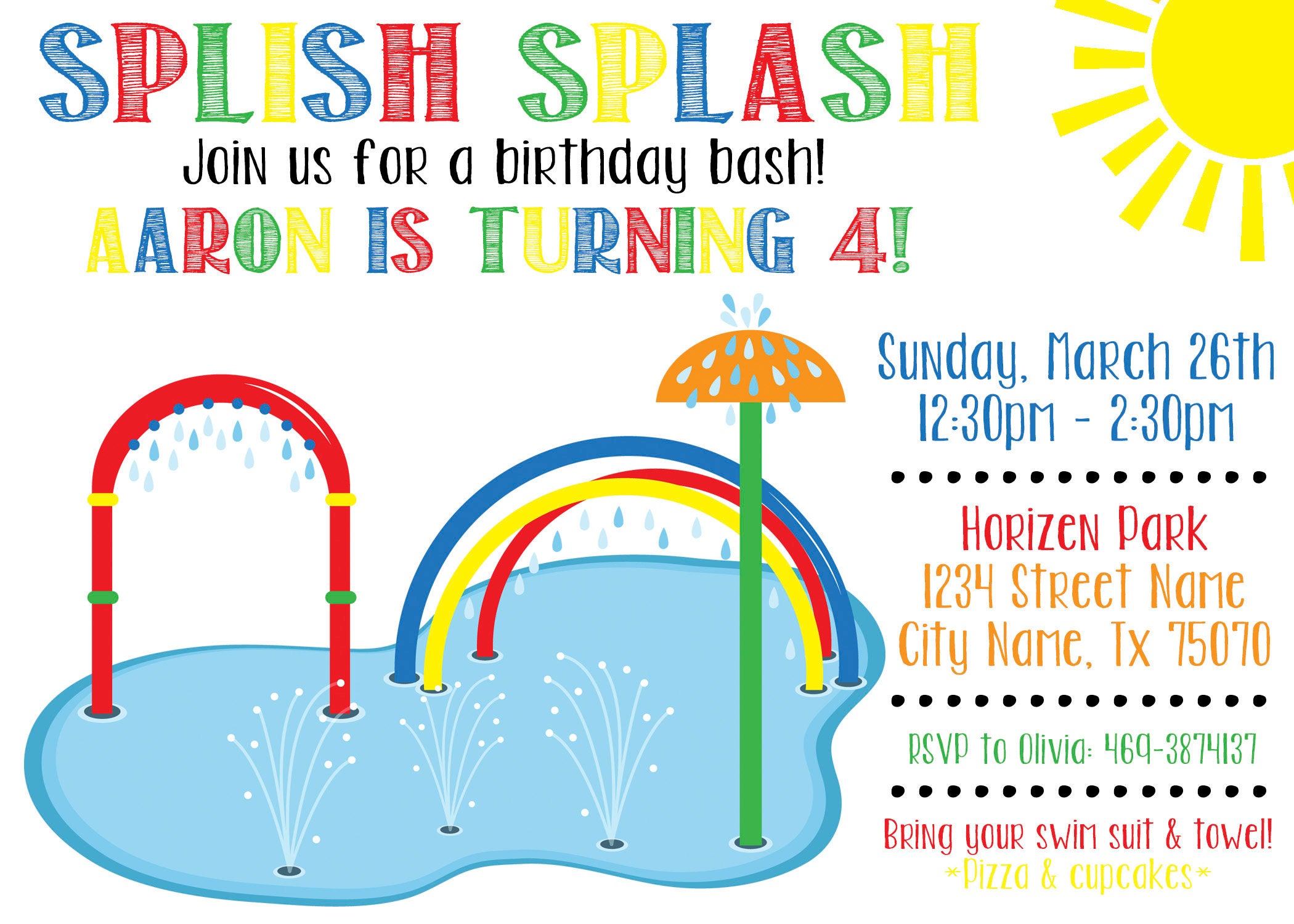 Splash Pad Party Invitation. Park Birthday Party Invite. Party Decor ...