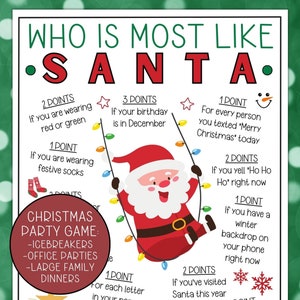 Christmas Icebreaker Game, Who is Most Like Santa, Office Christmas ...