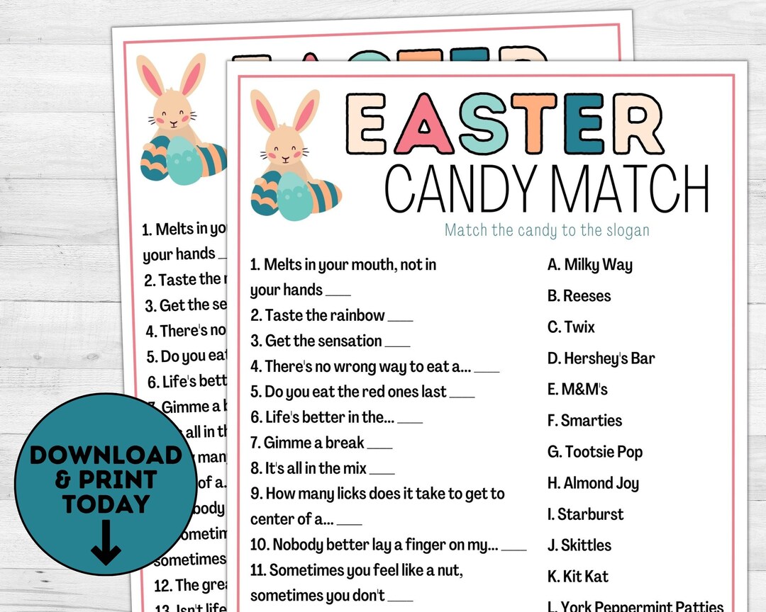 Easter Candy Match Game / Easter Party Games / Printable Easter Games ...