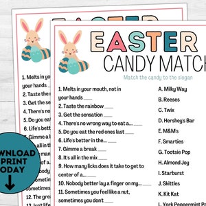 Easter Candy Match Game / Easter Party Games / Printable Easter Games ...