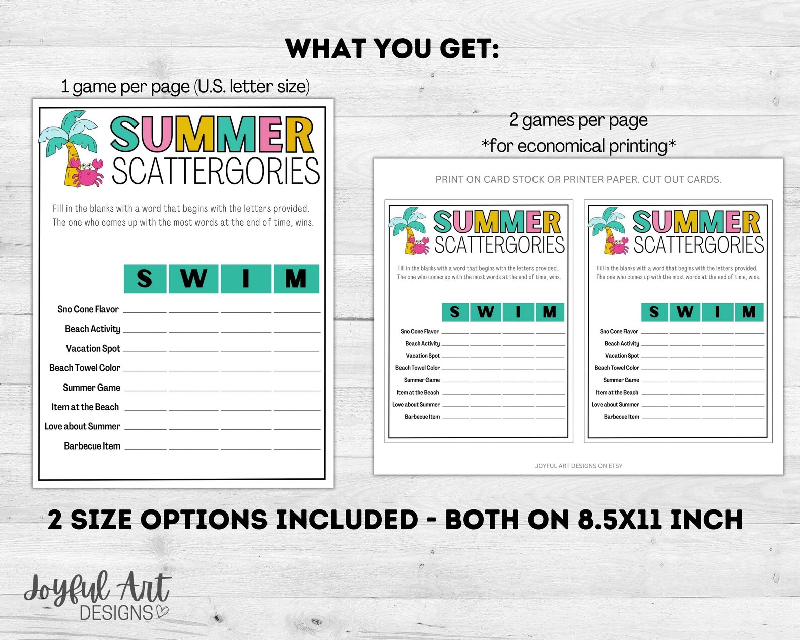 Summer Scattergories / Summer Party Game / Printable Summertime Game ...