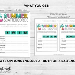 Summer Scattergories / Summer Party Game / Printable Summertime Game ...