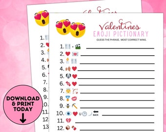 Valentine's Emoji Pictionary Game, Printable Valentine Games, Instant ...