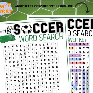 Soccer Word Search / Printable Soccer Team Party Games / Soccer Games ...