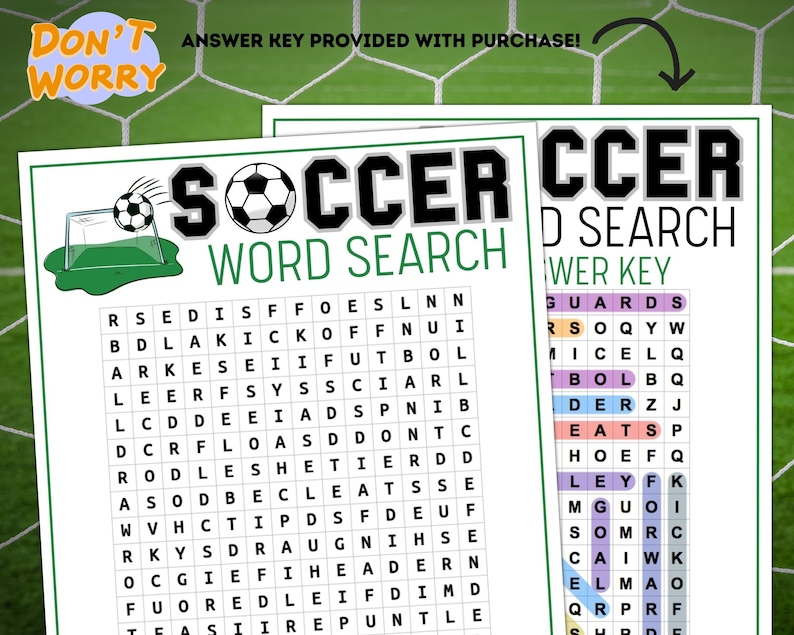 Soccer Word Search / Printable Soccer Team Party Games / Soccer Games ...