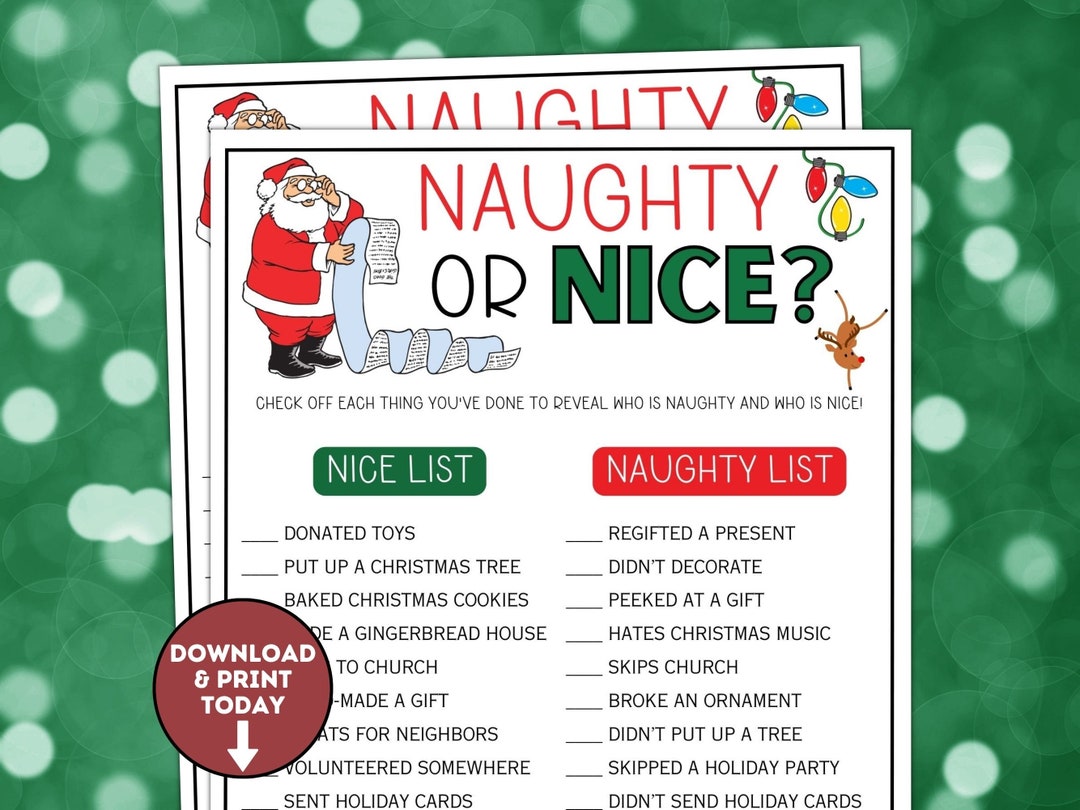 Naughty or Nice Christmas Game, Naughty or Nice, Funny Christmas Game ...