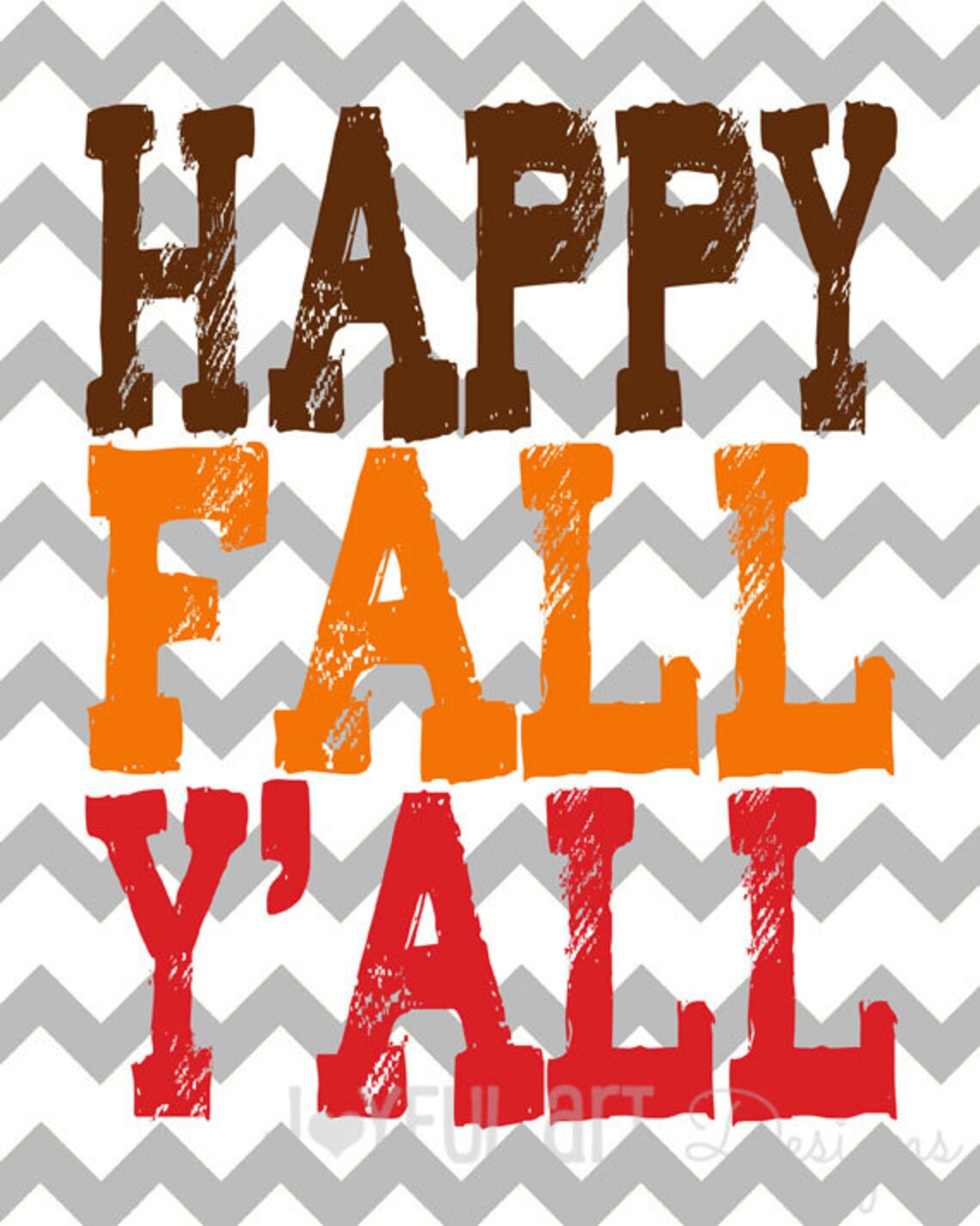Happy Fall Y'all PRINTABLE. Customized Fall Decor. Chevron - Etsy