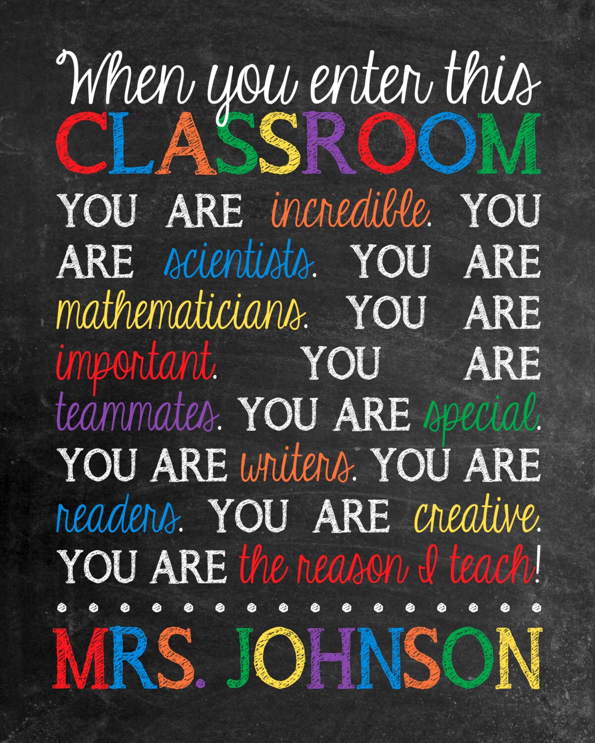 When You Enter This Classroom You Are PRINTABLE. Chalkboard | Etsy