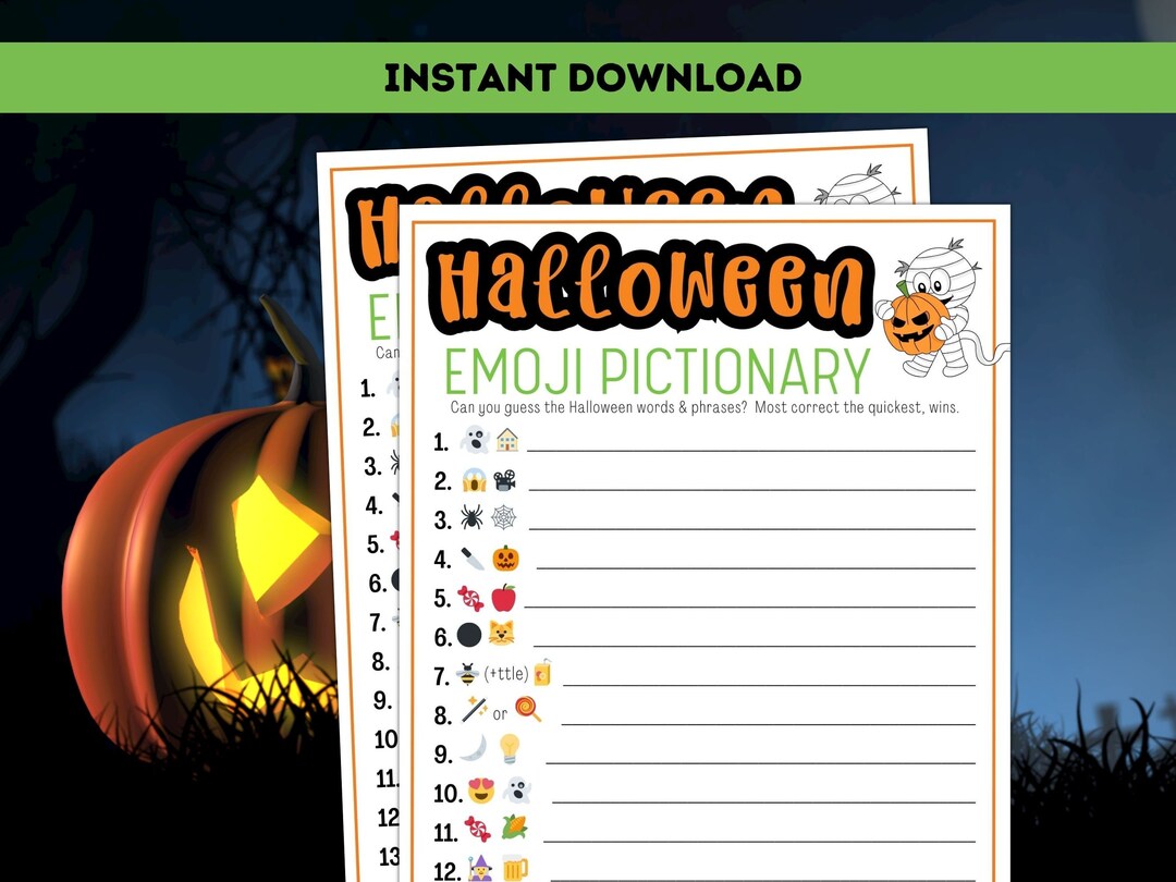 Halloween Emoji Pictionary Game / Halloween Party Games / Printable ...