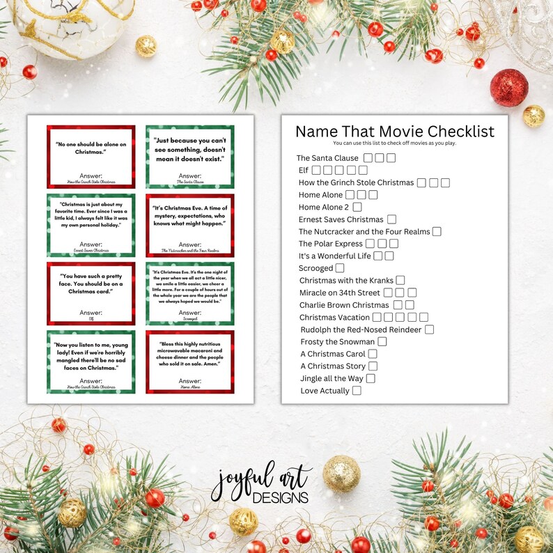 Name That Movie Christmas Game Guess the Christmas Movie - Etsy