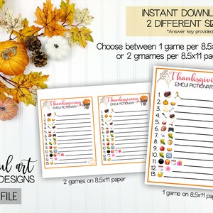 Thanksgiving Emoji Pictionary Game Thanksgiving Printable - Etsy