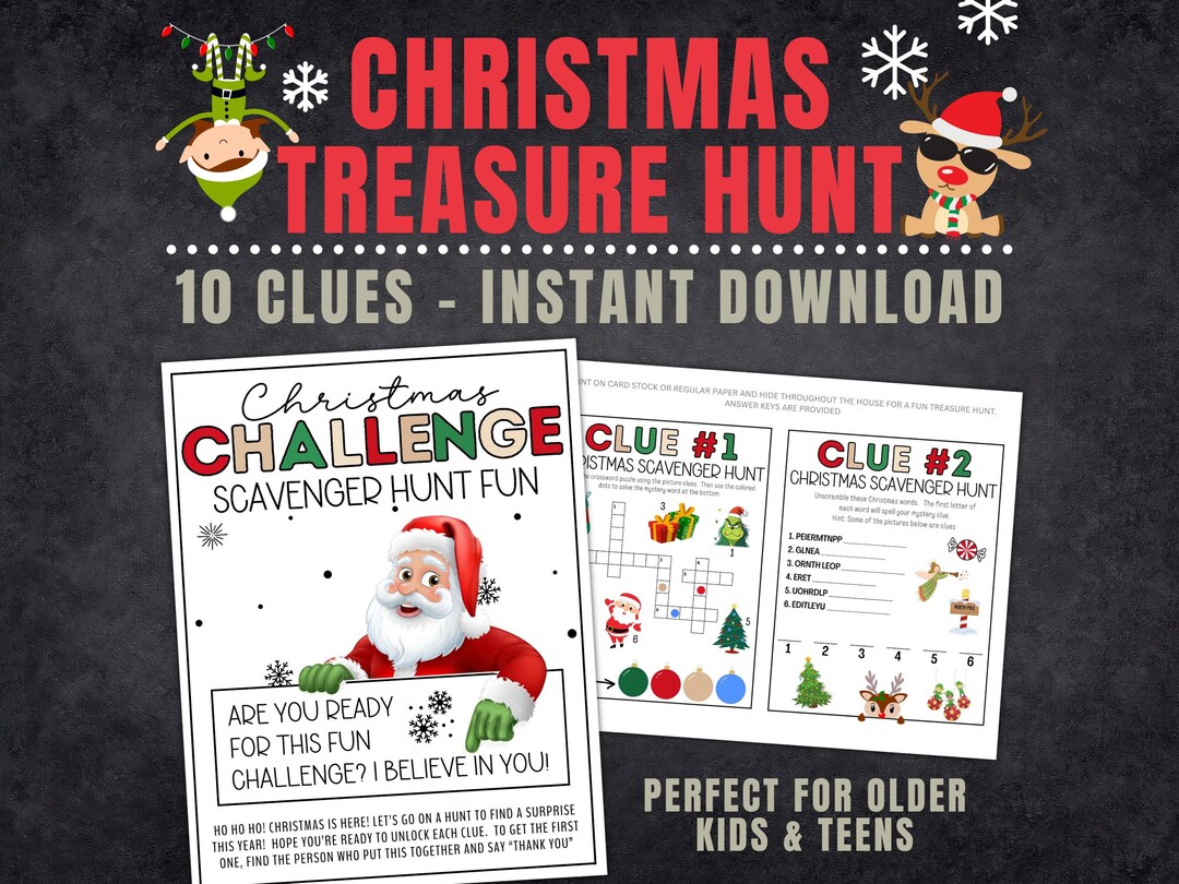 Christmas Treasure Hunt for Older Kids / Santa Gift Hunt / Indoor ...