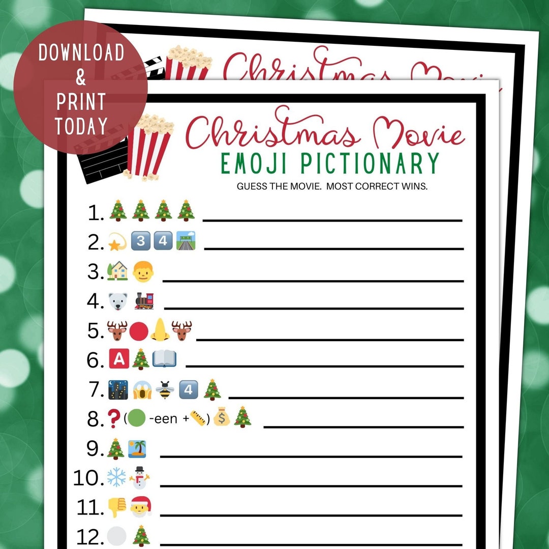 Christmas Movie Emoji Pictionary Game Christmas Party Games - Etsy