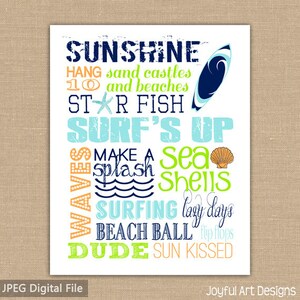 Beach Theme Nursery Wall Art PRINTABLE Signs. Beach Subway Art. Beach ...