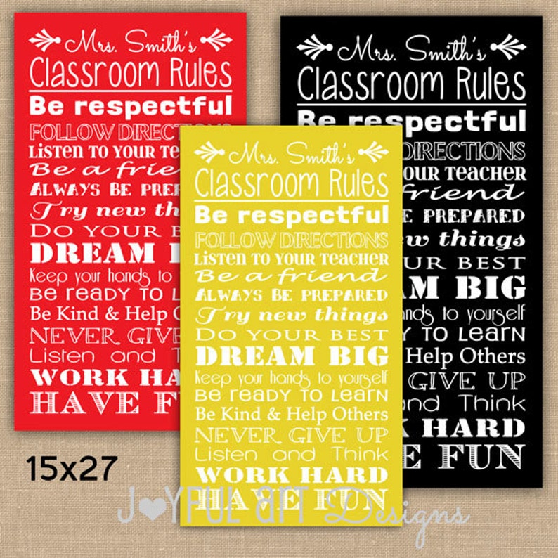 Custom Made Classroom Rules PRINTABLE. Classroom Sign Subway | Etsy