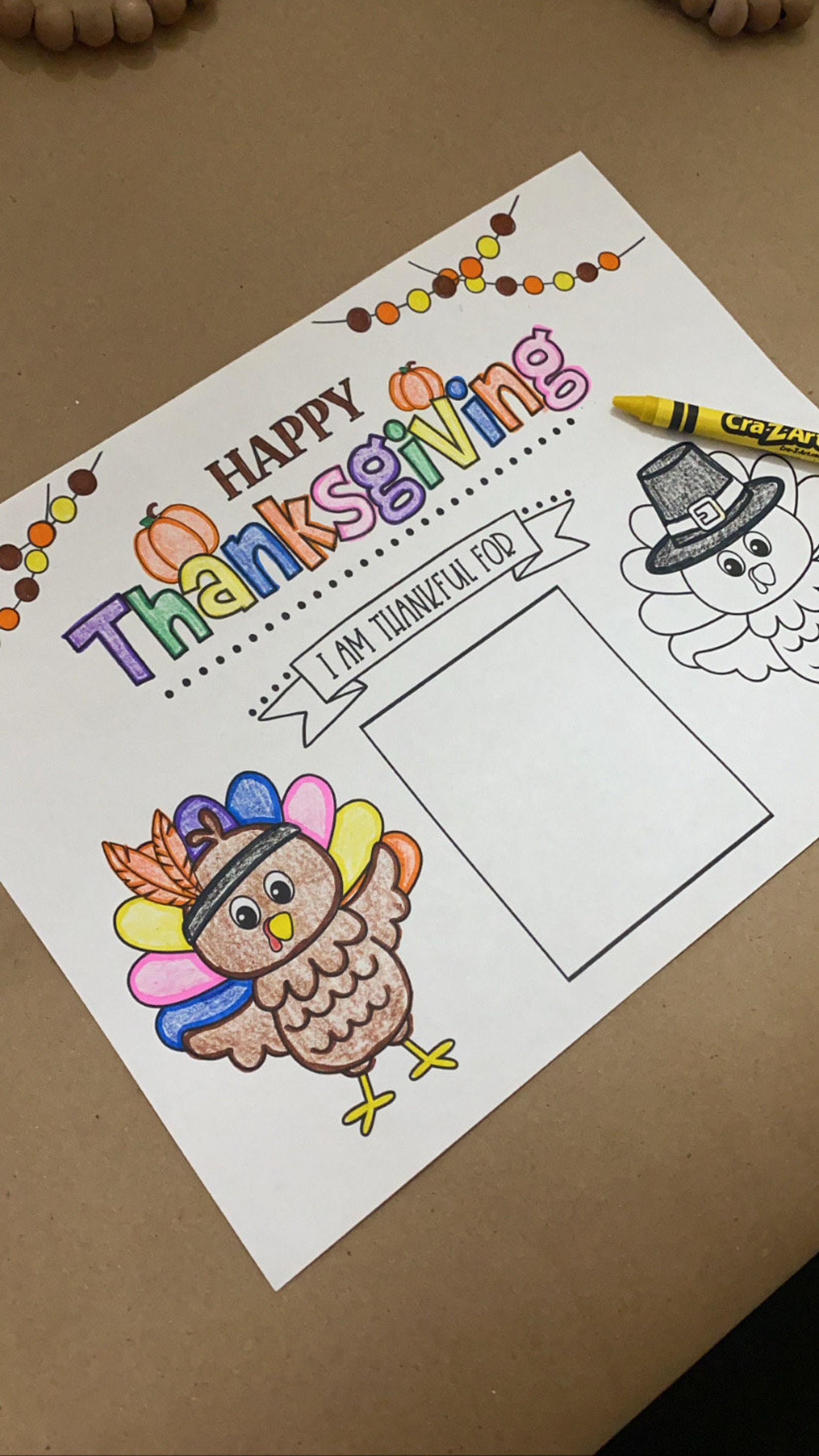 Printable Thanksgiving Placemat 8.5x11 and 11x17 Kid's - Etsy