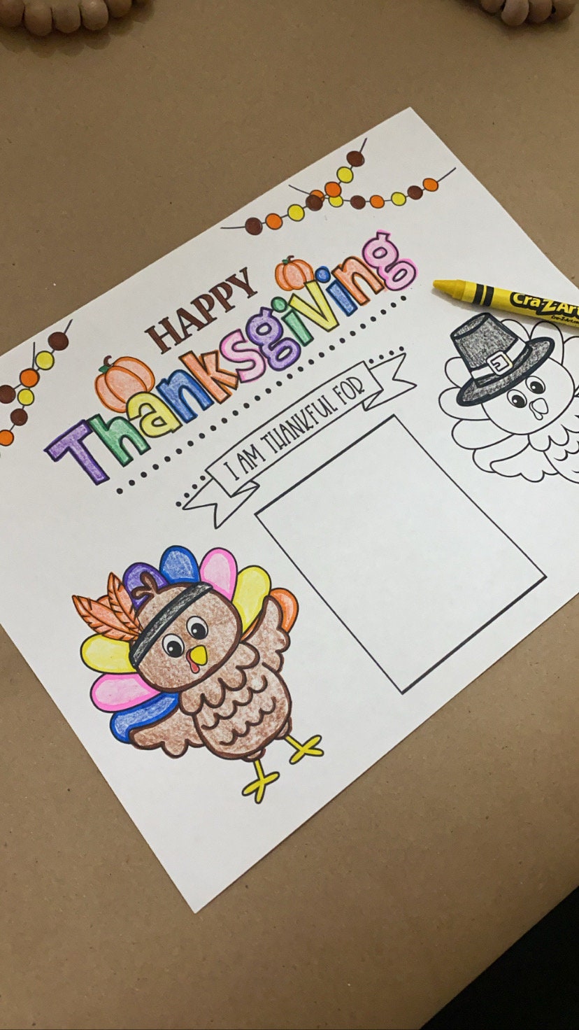Printable Thanksgiving Placemat, Kid's Thanksgiving Placemat ...