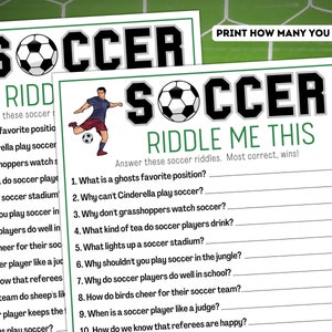 Soccer Riddles and Jokes / Printable Soccer Team Party Games / Soccer ...