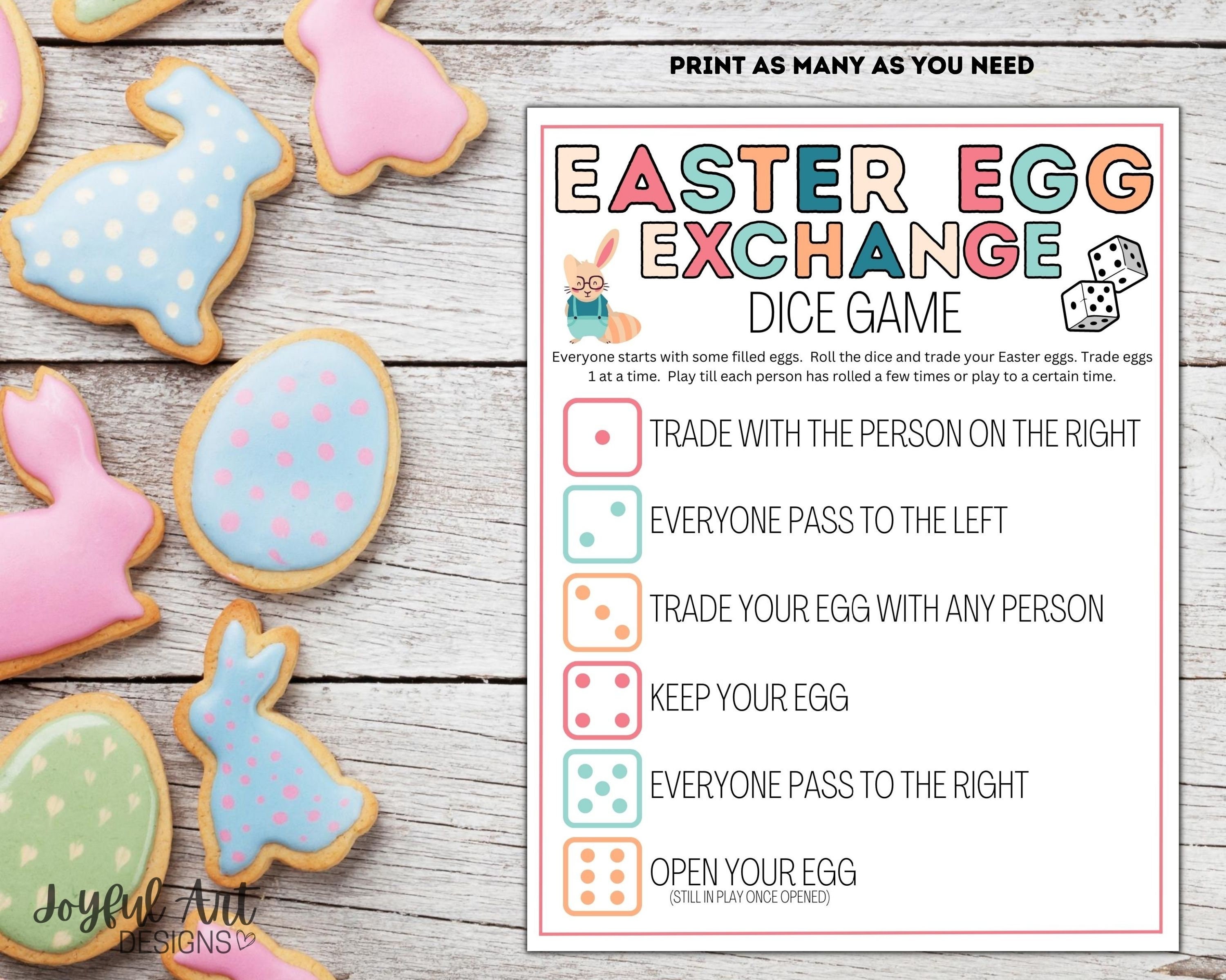 Easter Egg Exchange Dice Game / Easter Party Games / Printable Easter ...