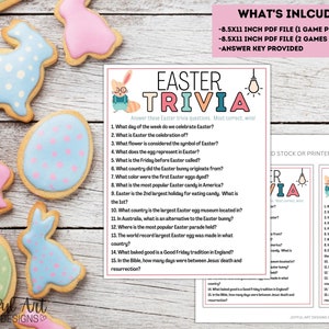 Easter Trivia / Printable Easter Games / Easter Activities for Kids and ...