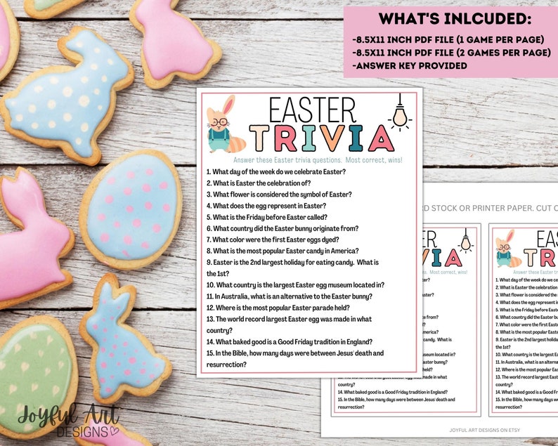 Easter Trivia / Printable Easter Games / Easter Activities for Kids and ...
