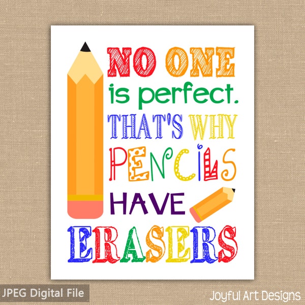 No One is Perfect Thats Why Pencils Have Erasers Svg - Etsy