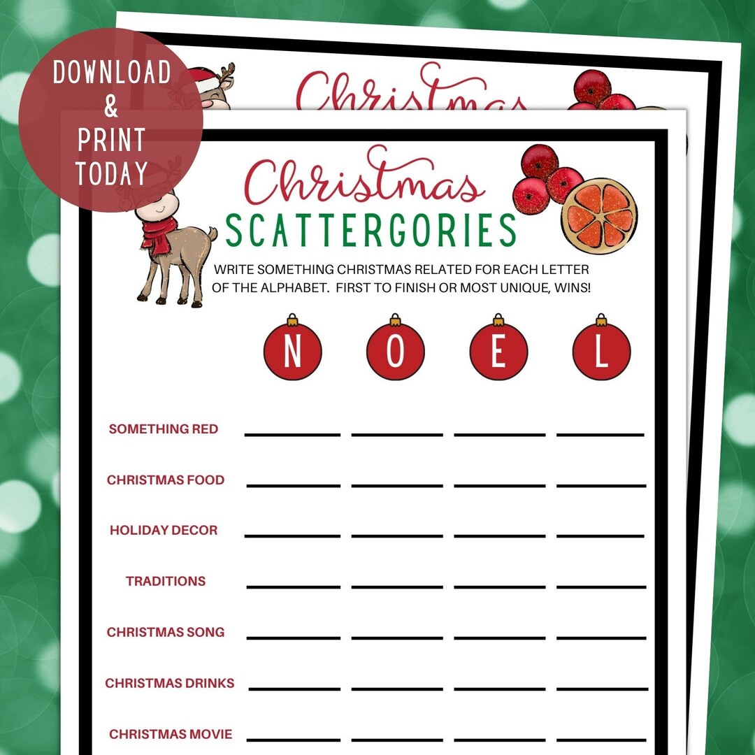 Christmas Scattergories Game, Christmas Party Games, 3 Games Bundle ...