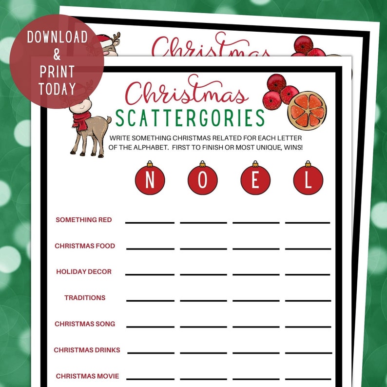 Christmas Scattergories Game, Christmas Party Games, 3 Games Bundle ...
