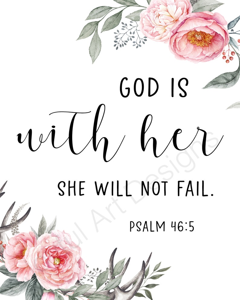 Psalm 46:5 Printable. God is With Her She Will Not Fail. Christian Wall ...