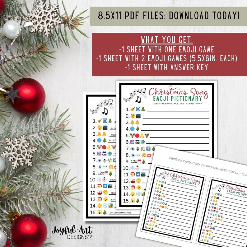 Christmas Song Emoji Pictionary Game / Christmas Party Games / Fun ...