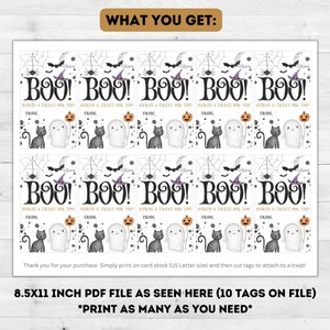 Printable Halloween Boo Treat Tags Halloween Favor Gift Tags Trick or ...