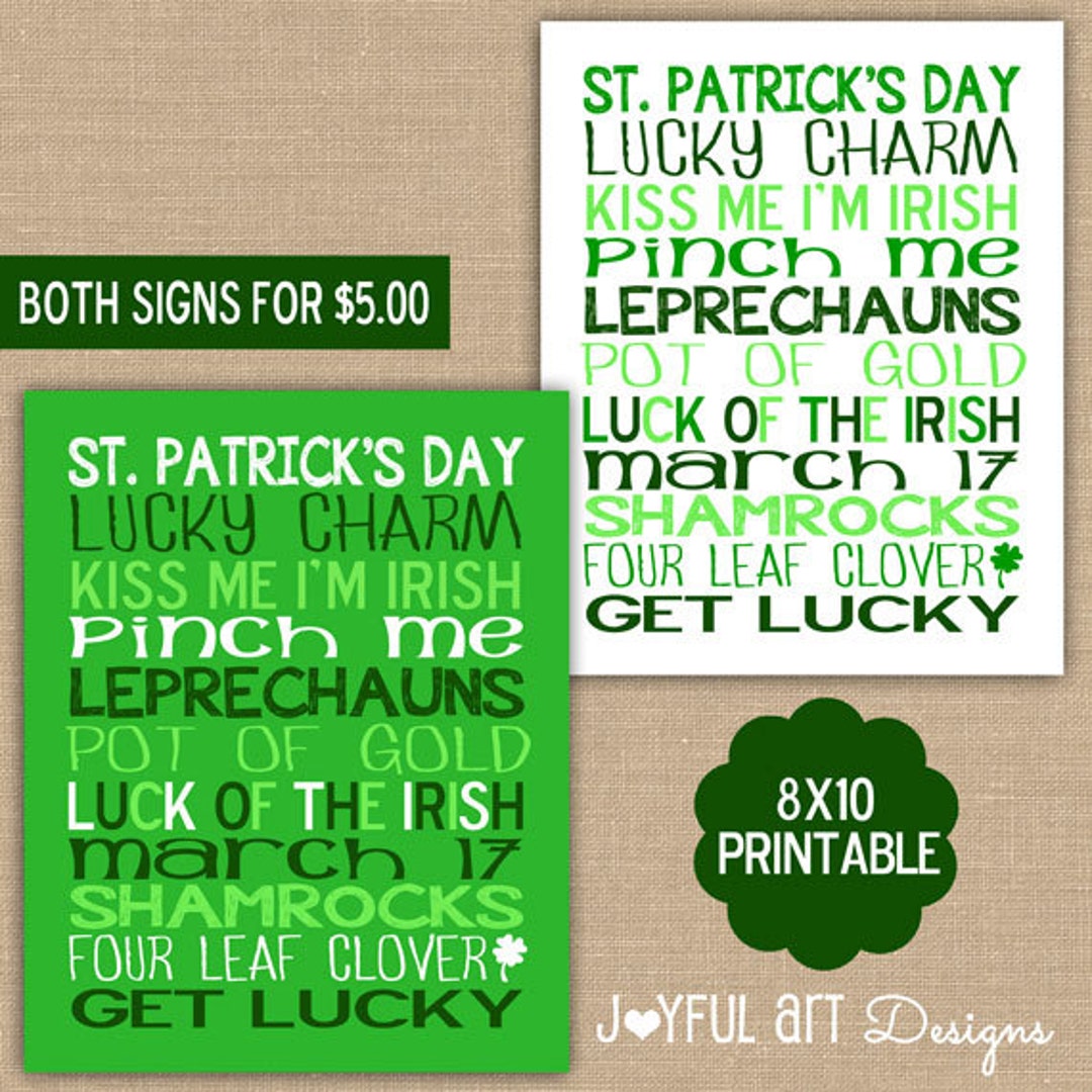 St. Patrick's Day Decor Subway Art PRINTABLE. St. Patty's Day Sign ...