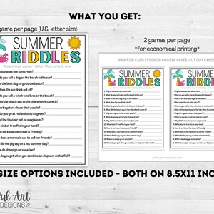 Summer Riddles Game / Summer Party Game / Printable Summertime Game ...