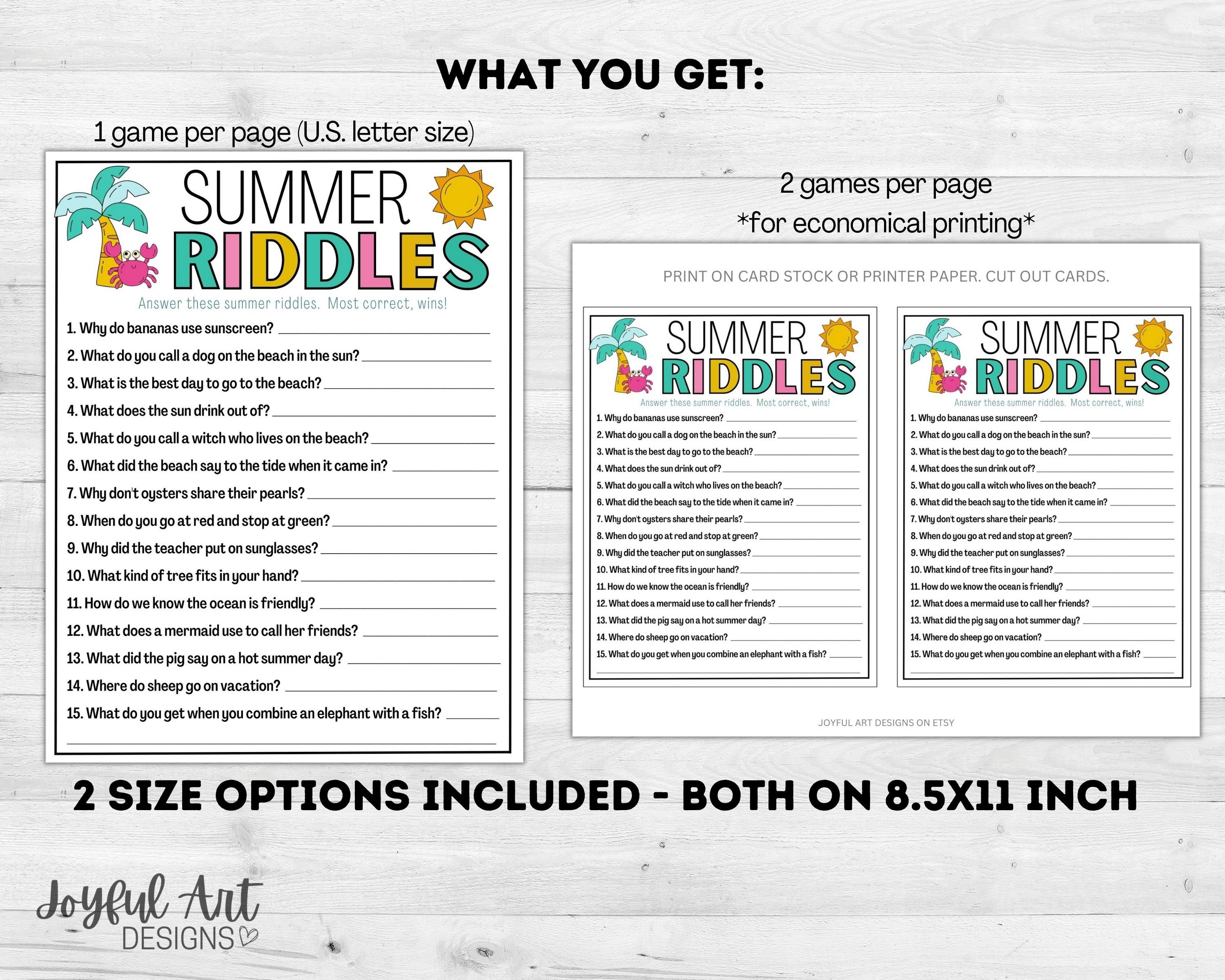 Summer Riddles Game / Summer Party Game / Printable Summertime Game ...