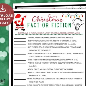 Christmas Fact or Fiction Game / Christmas Party Games / Fun - Etsy