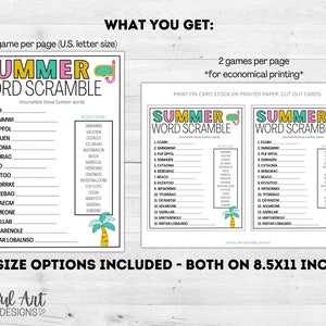 Word Scramble Summer Game / Summer Party Games / Printable Summertime ...