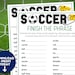 Soccer Finish the Phrase / Printable Soccer Team Party Games / Soccer ...