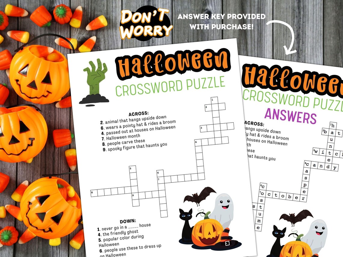 Halloween Crossword Puzzle / Halloween Party Games / Printable ...