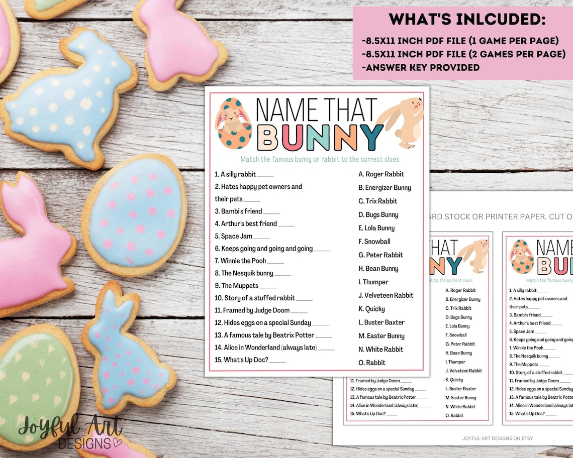 Name That Bunny Game / Easter Party Games / Printable Easter Games ...
