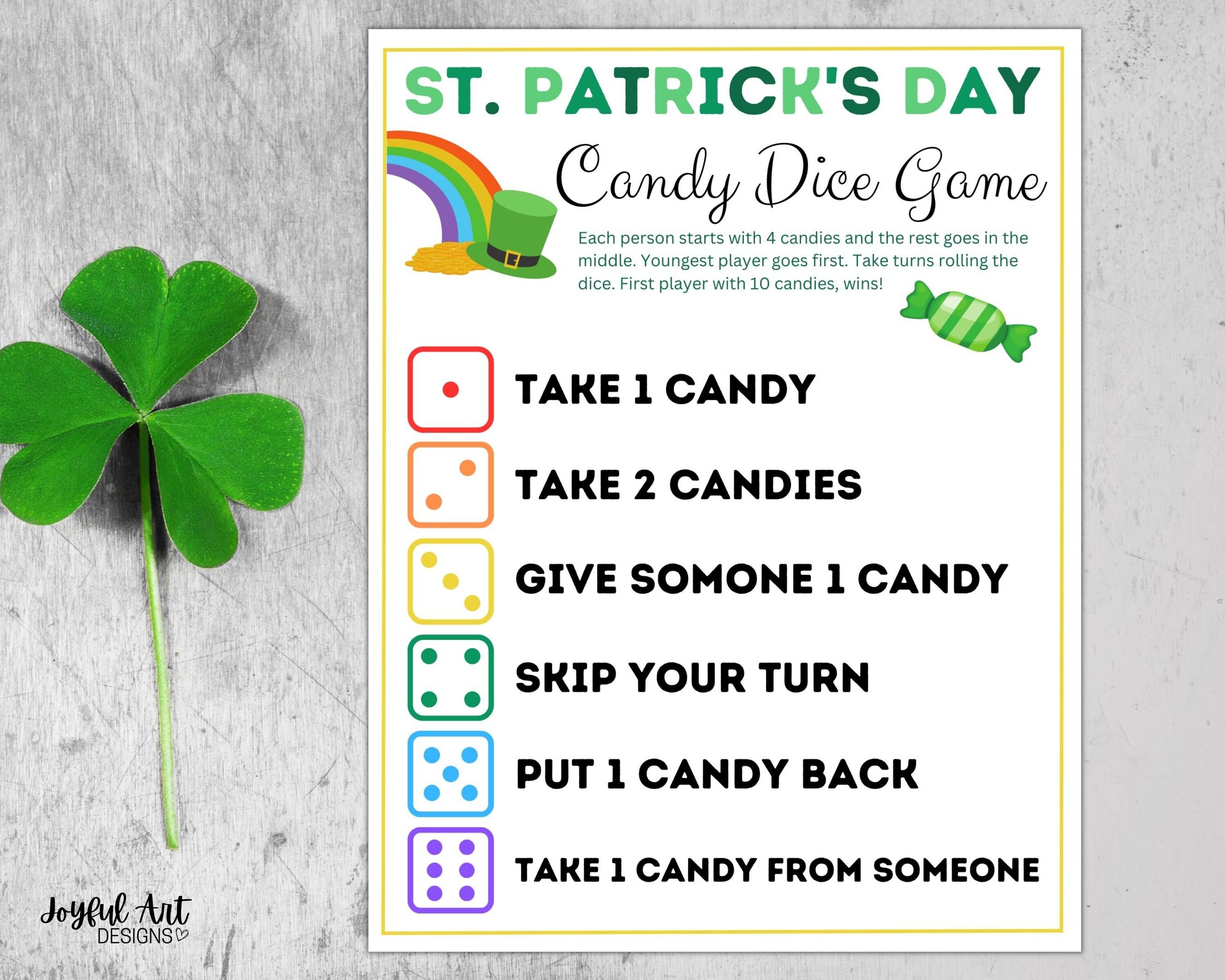 St. Patricks Day Games / Candy Dice Game / St Patricks Day Candy Game ...