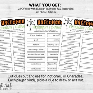 Halloween Pictionary and Charades / Halloween Party Games / Printable ...