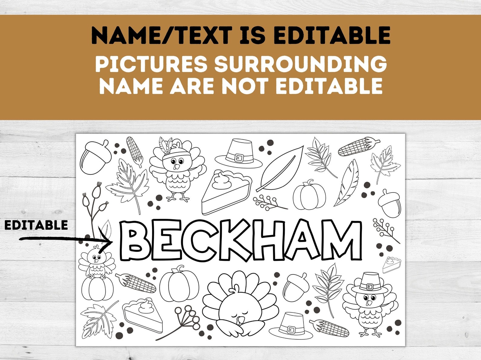 EDITABLE Thanksgiving Placemats for Kids, Personalized Thanksgiving ...