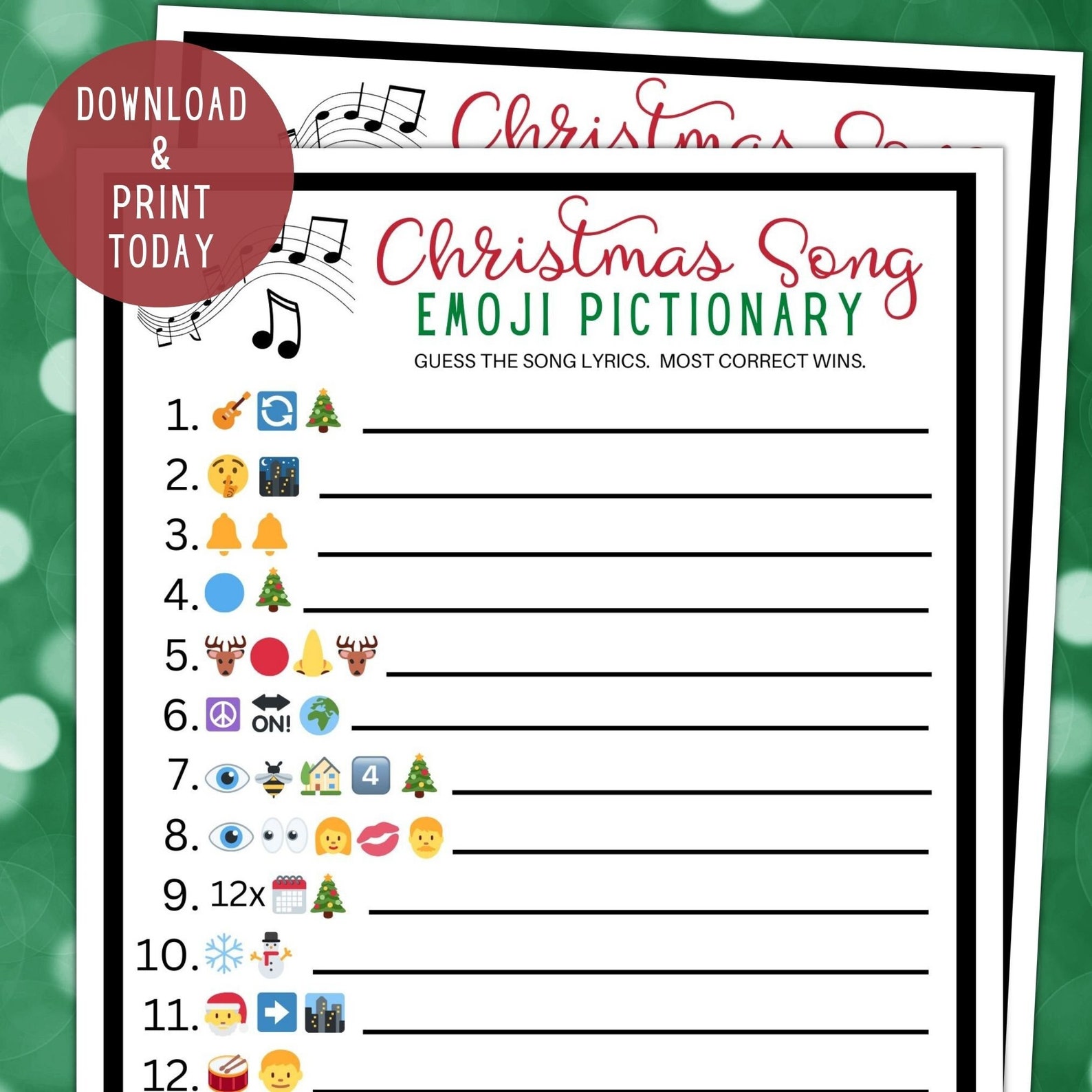 Christmas Emoji Pictionary Game Christmas Party Games Fun - Etsy