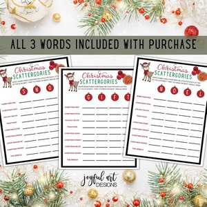 Christmas Scattergories Game, Christmas Party Games, 3 Games Bundle ...
