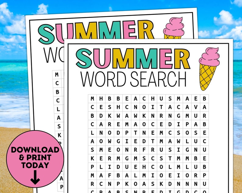 Word Search Summer Game / Summer Party Game / Printable Summertime Game ...