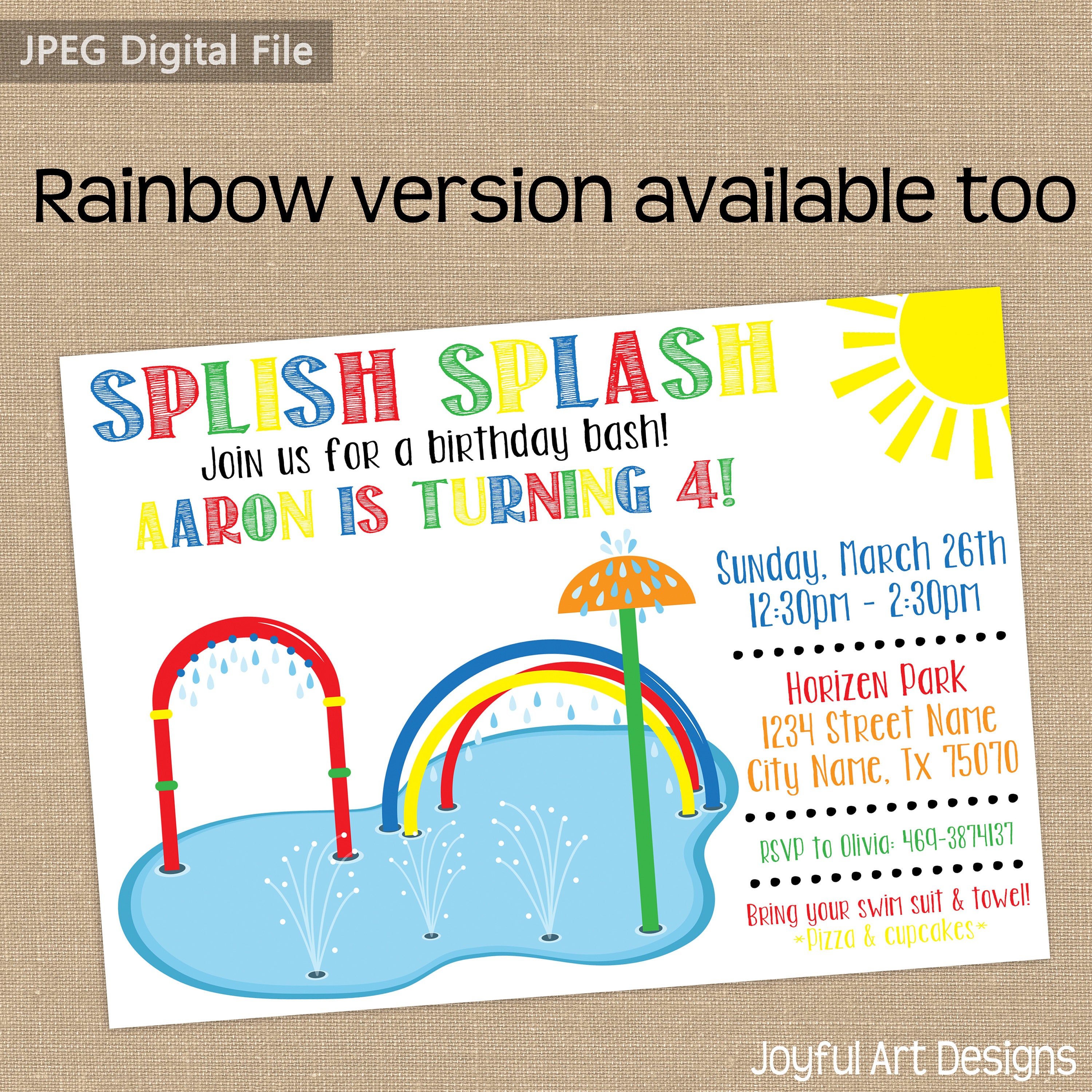 Splash Pad Party Invitation. Park Birthday Party Invite. Party Decor ...