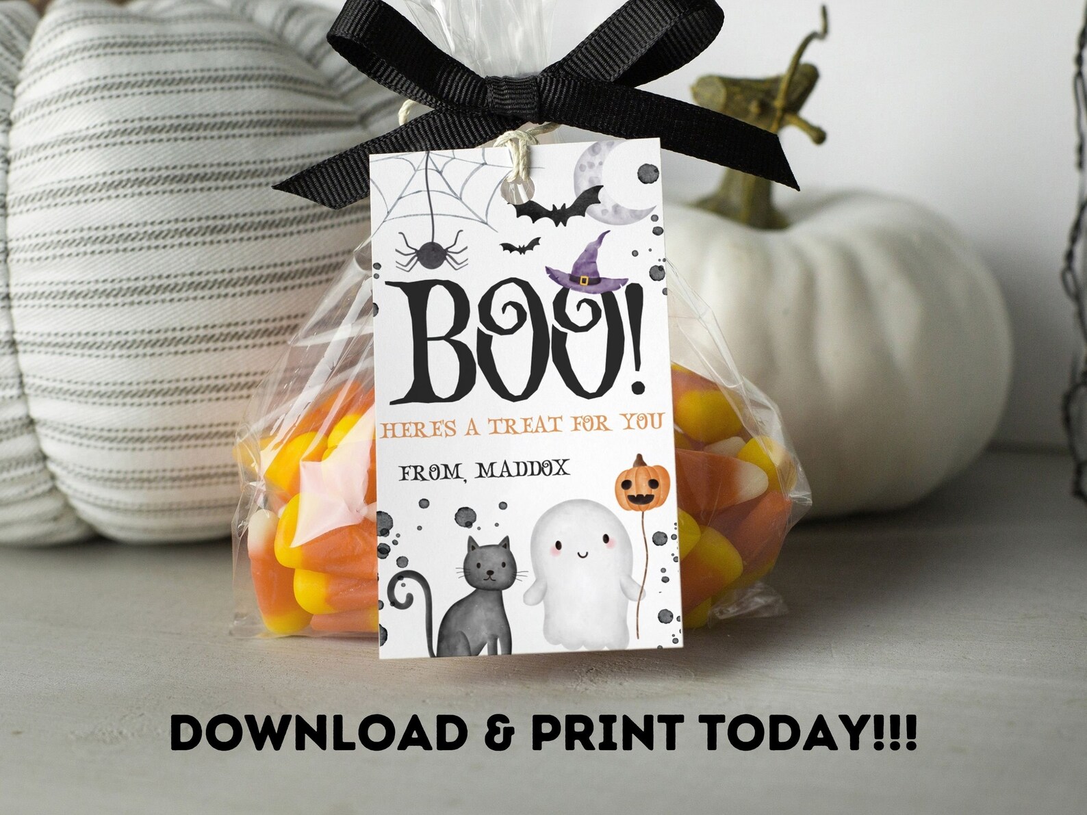 Printable Halloween Boo Treat Tags Halloween Favor Gift Tags Trick or ...