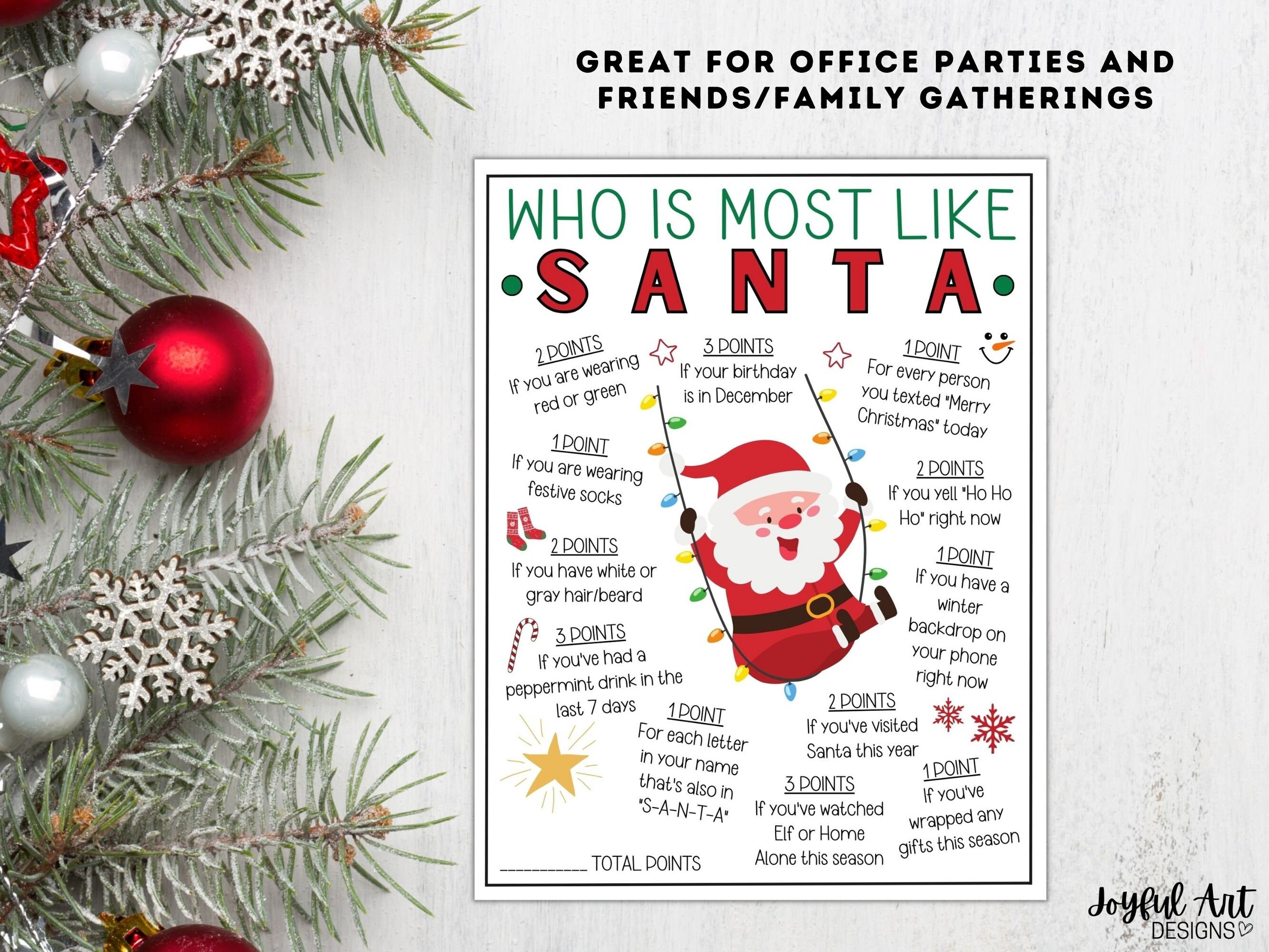 Christmas Icebreaker Game, Who is Most Like Santa, Office Christmas ...